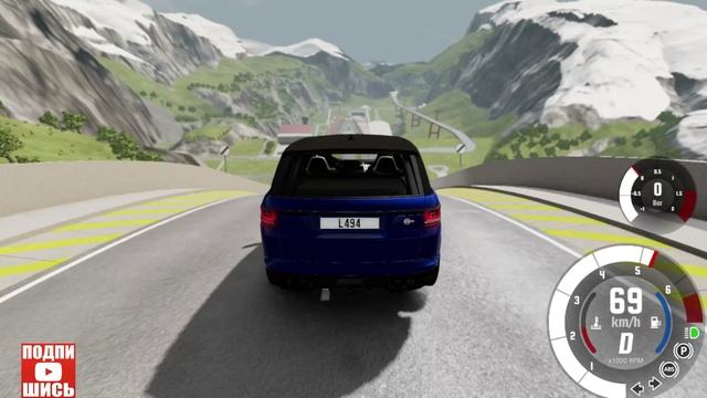 BeamNG Drive Прыжок в длину на автомобиле! (Range Rover Sport) Мод патруль!