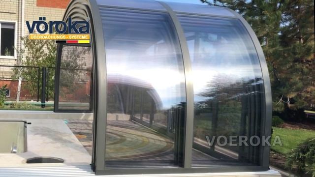 Павильоны для бассейнов серия PRESTIGE. Комбинированное остекление. Цвет ГРАФИТ