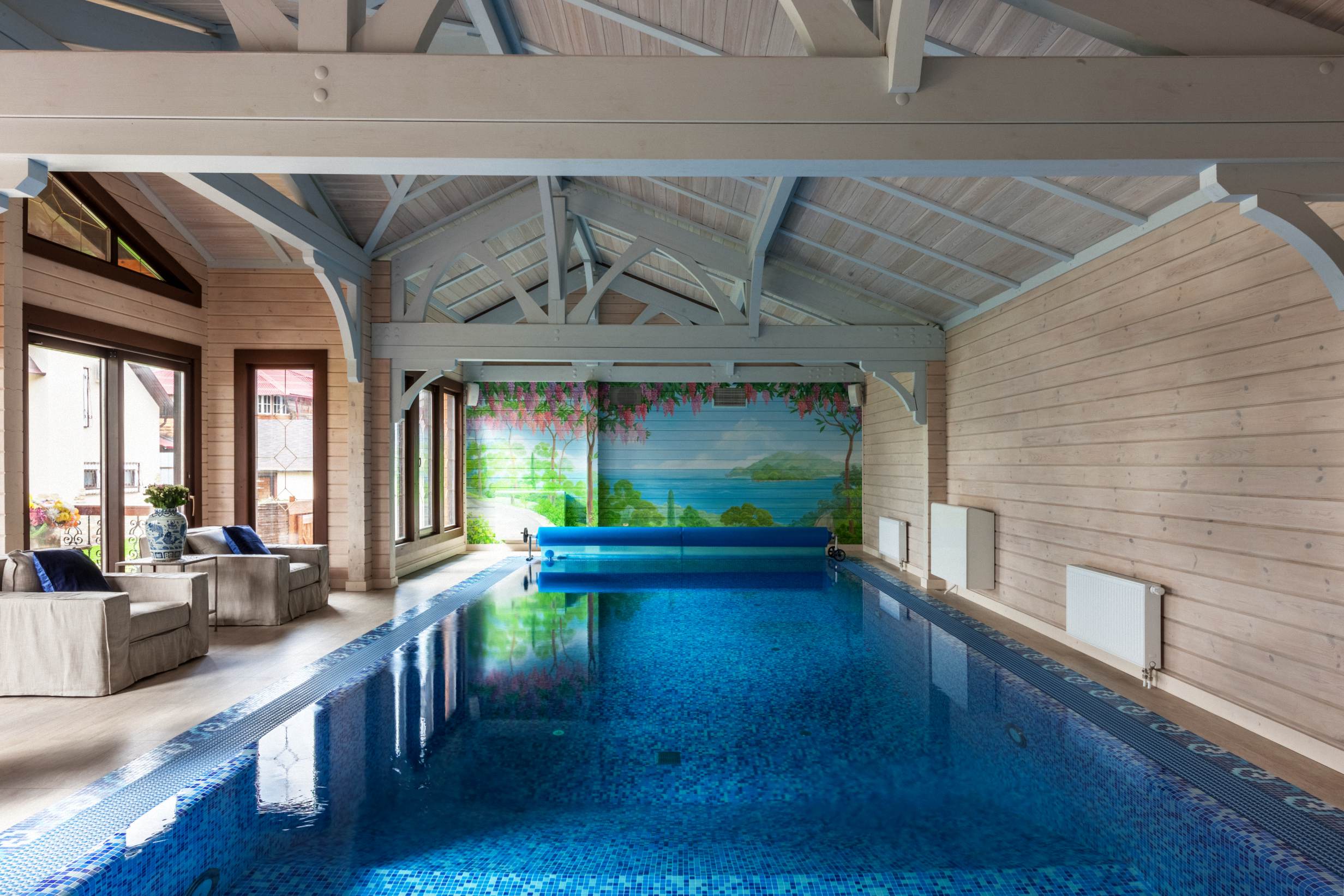 Бассейн в доме из клееного бруса от ПАЛЕКС