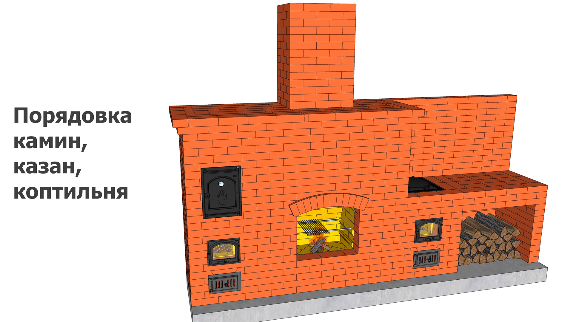 Порядовка казан, камин, коптильня