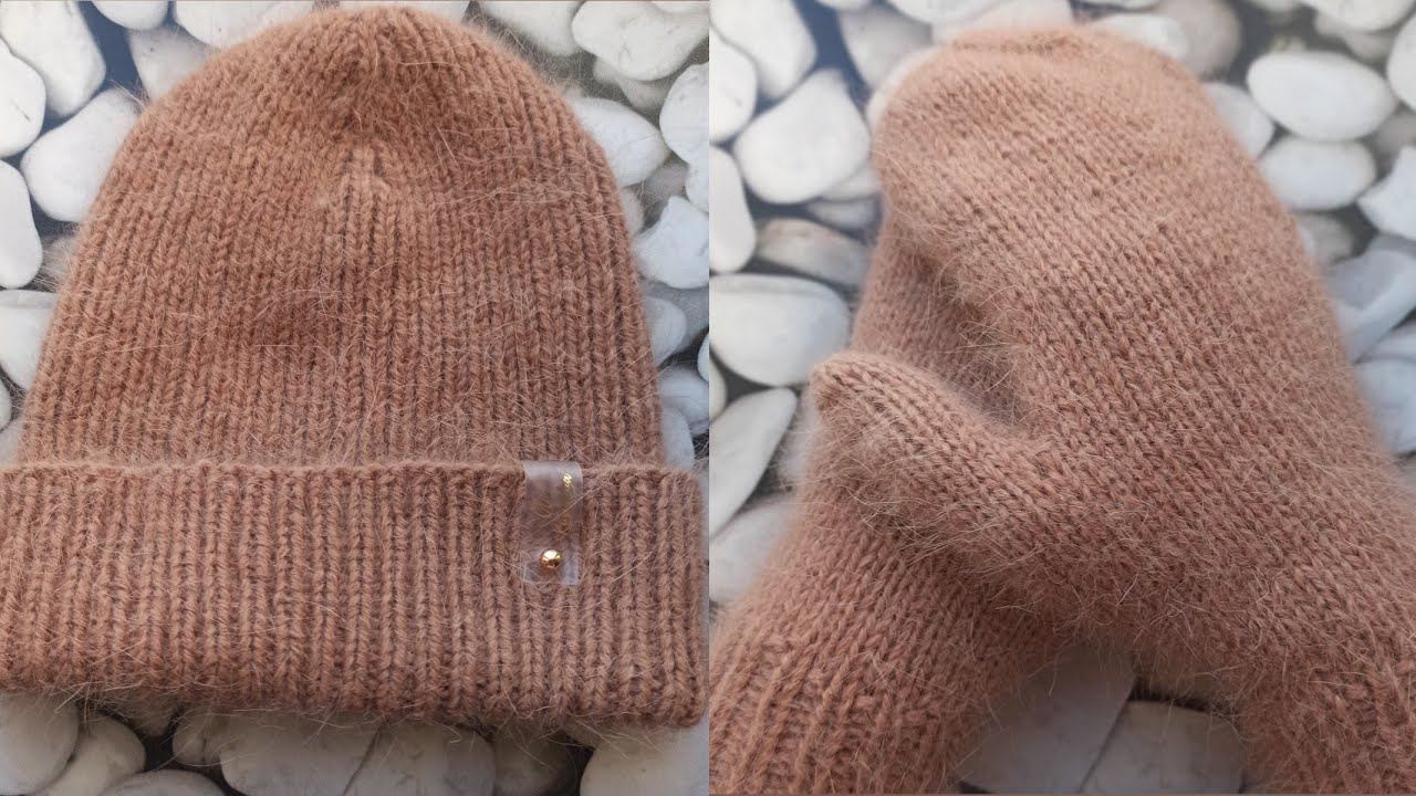 Как связать шапку из пуха норки // Как связать варежки из пуха норки