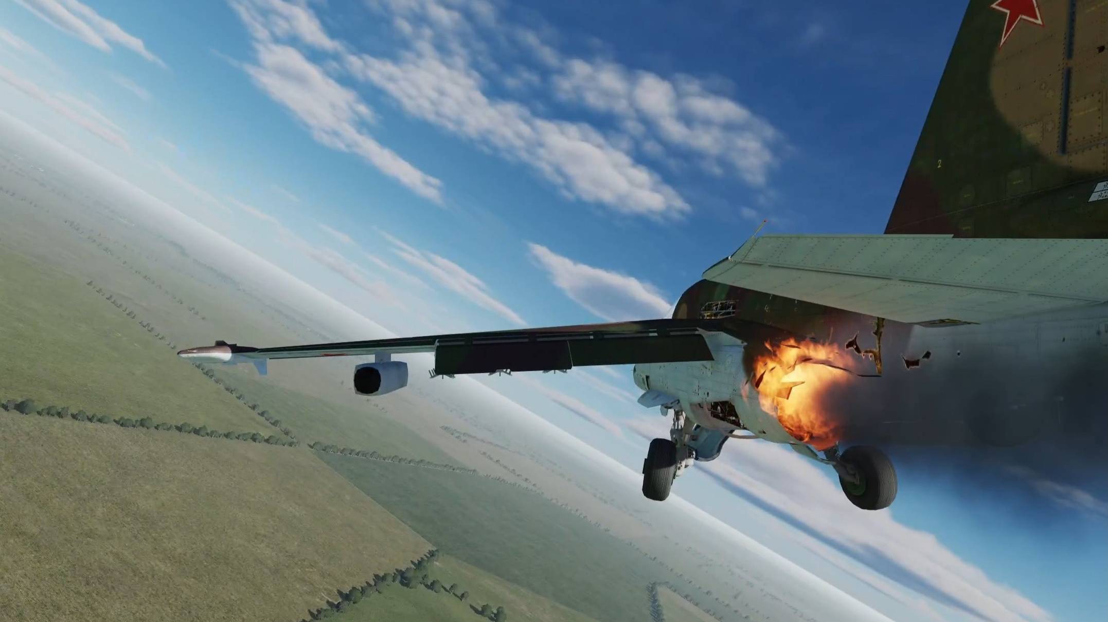 DCS World: Су-25Т. Аварийная посадка с 1 работающим двигателем и отказавшей механизацией шасси.