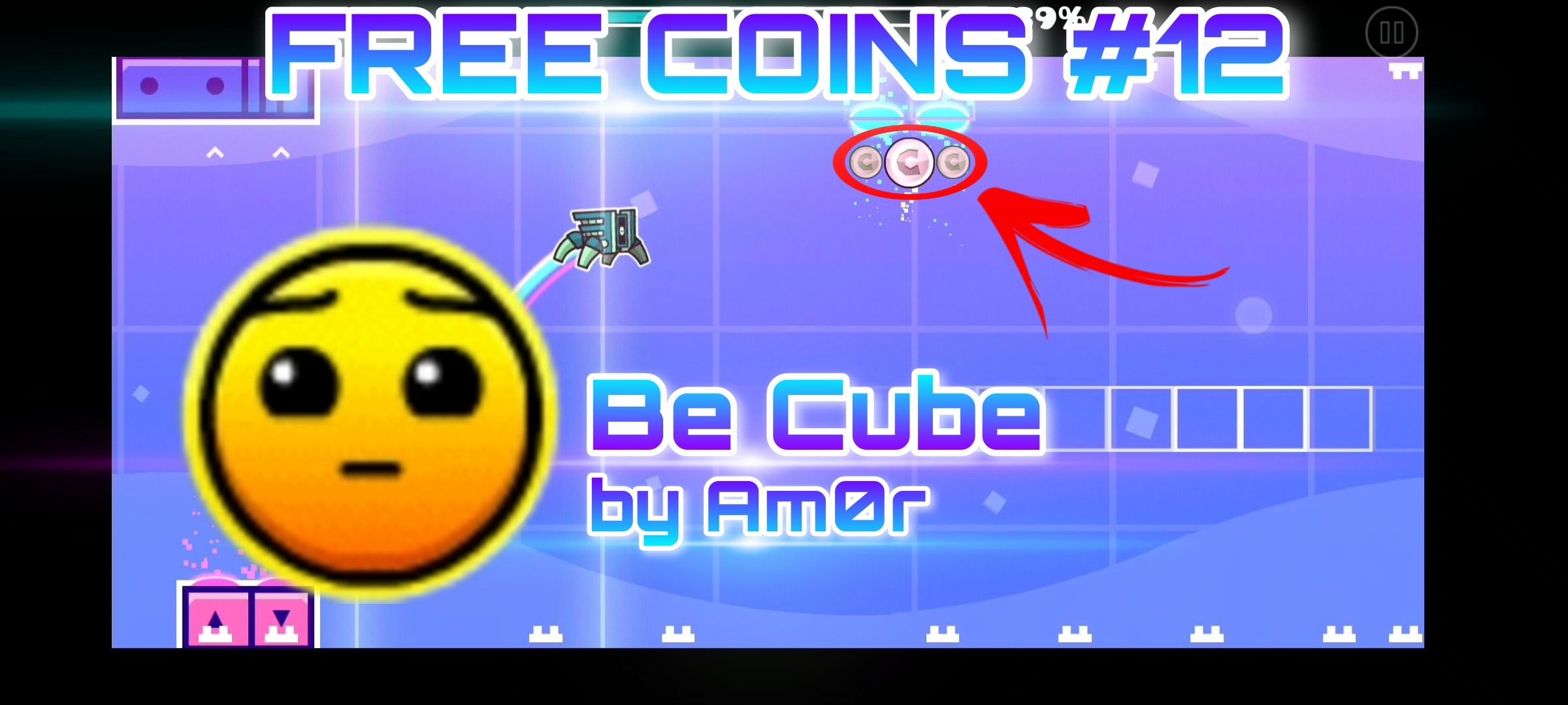 БЕСПЛАТНЫЕ МОНЕТЫ #12: Be Cube by Am0r (Hard 5*) [3 coins] | Geometry Dash