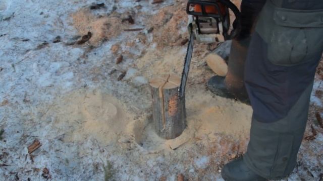 Финская свеча. Приготовление пищи на чурке.