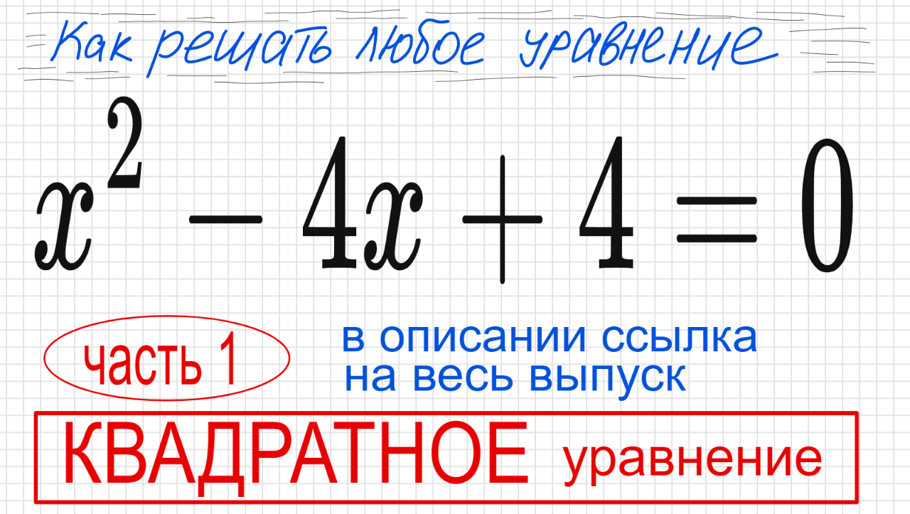 №1.2 Квадратное уравнение x^2-4x+4=0 Дискриминант, теорема Виета, формулы сокращенного умножения