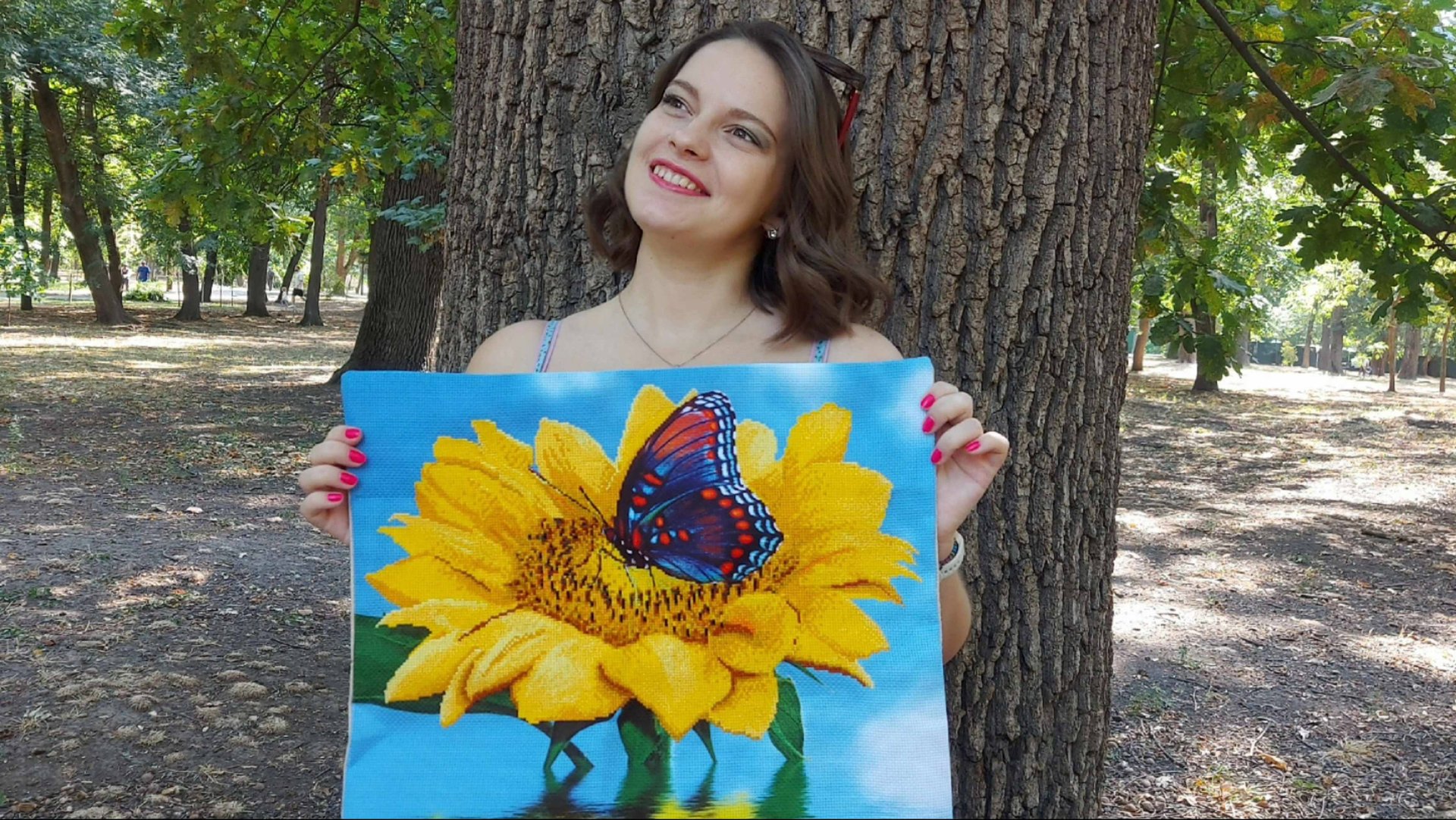 Вышивка крестом Наволочка декоративная Подсолнух