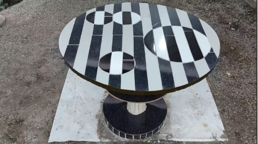 Сделай сам 3D круглый стол кофейный сад из цемента и очень особенной керамической плитки #9!