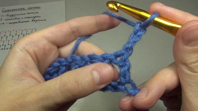 Урок 8.1 ПРАВАЯ РУКА. Чередование столбиков с накидом и воздушных петель. Вязание крючком не глядя