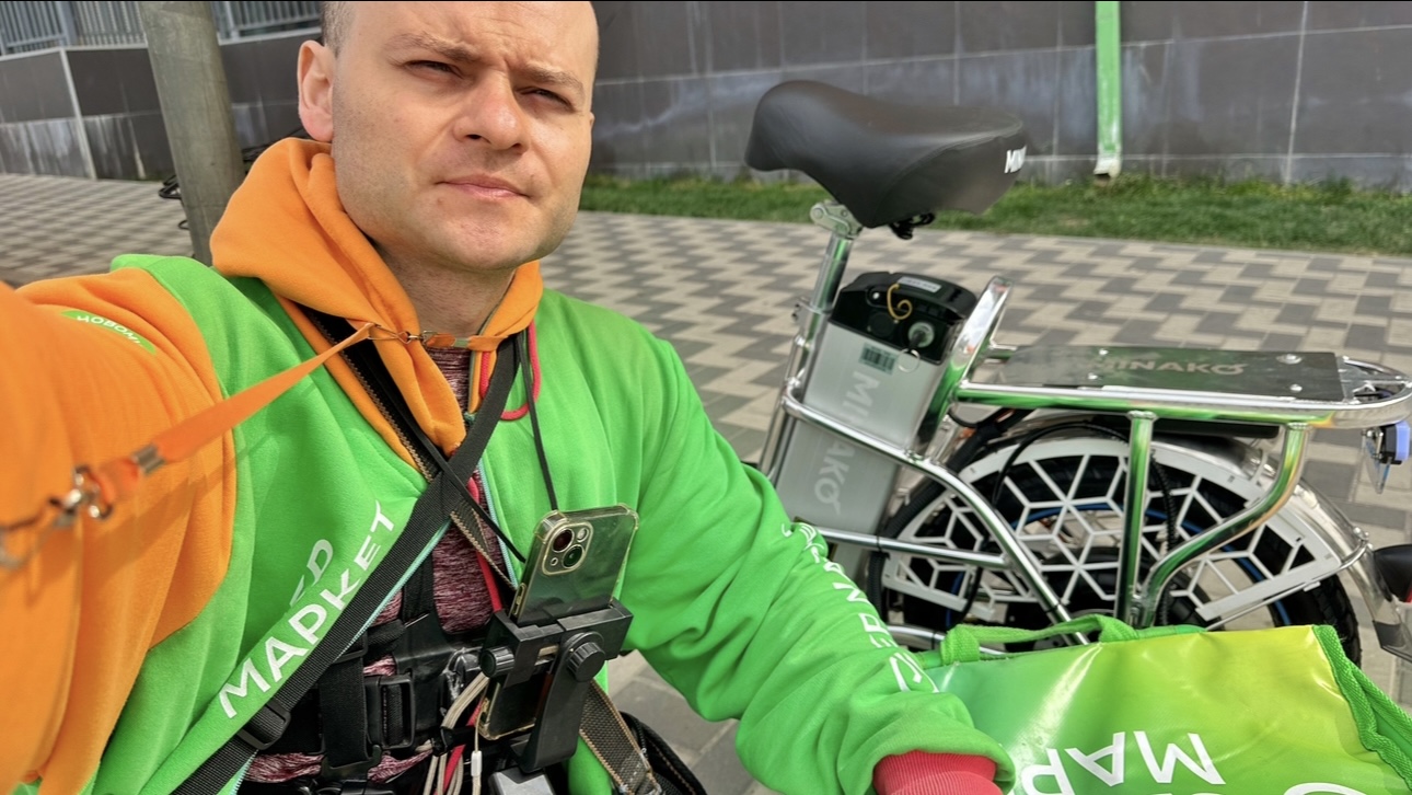 КУРЬЕР #СберМаркет Работа ПЕРВЫЙ РАЗ на электровелосипеде колхозник Minako. Электростатус. Пицца