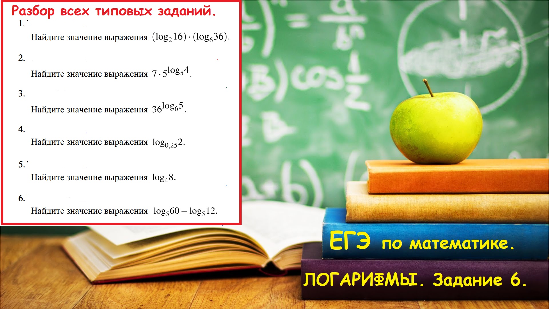 Профиль 2026. Задание 6 .Вычисления и преобразования. Все типовые задания с логарифмами.