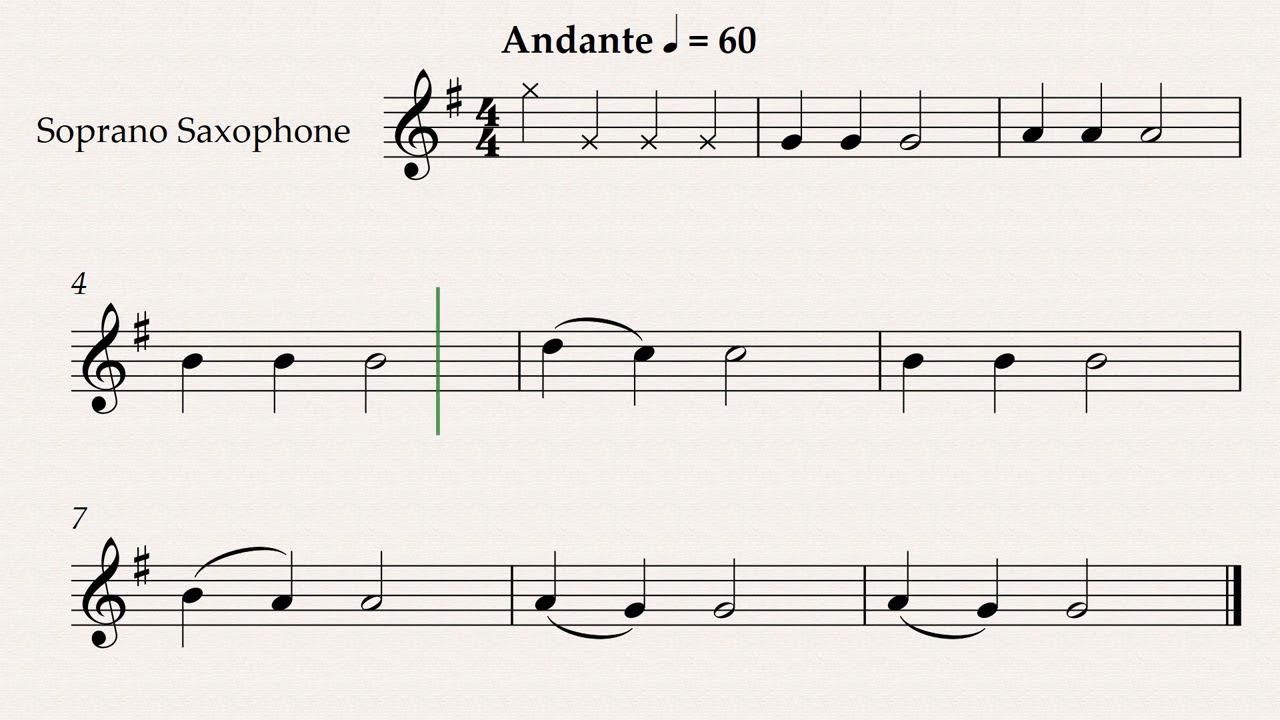В.Симонова "День пришел" видео-минусовка и ноты для саксофона-сопрано, темп 60