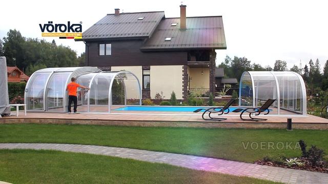 Павильоны для бассейнов серия PRESTIGE. Прозрачное остекление, Цвет профиля СЕРЕБРО