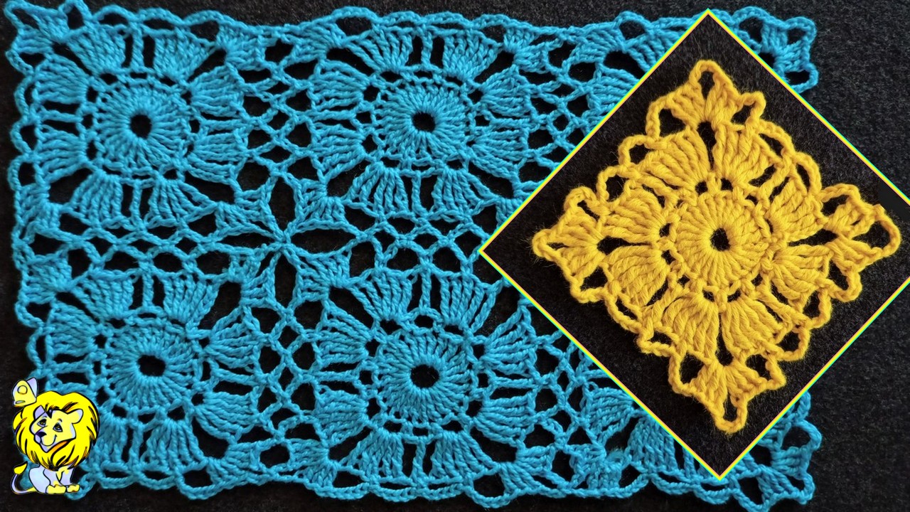 АЖУРНЫЙ КВАДРАТНЫЙ МОТИВ КРЮЧКОМ