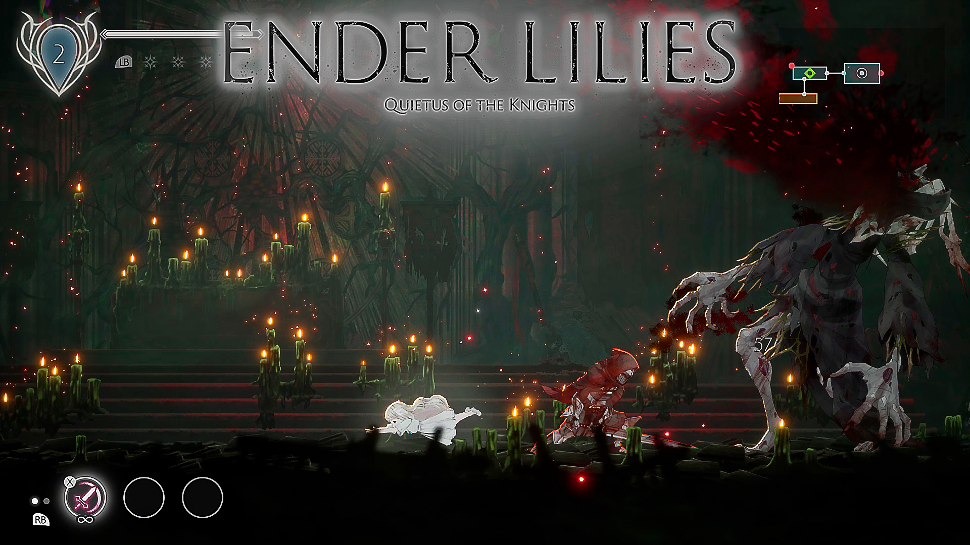 Встреча с первым боссом в игре Ender Lilies