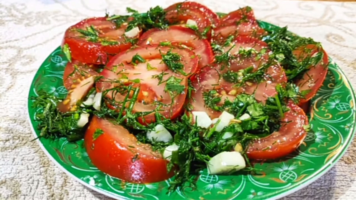 Закуска под шашлык, Маринованные Помидоов за 10 минут.