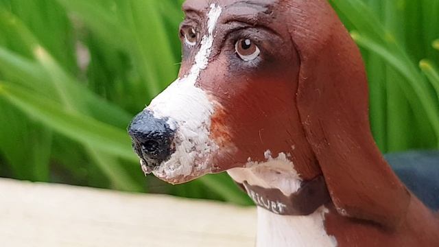 Фигурка собака Бассед хаунд с портретным сходством из полимерной глины ручной работы.mp4