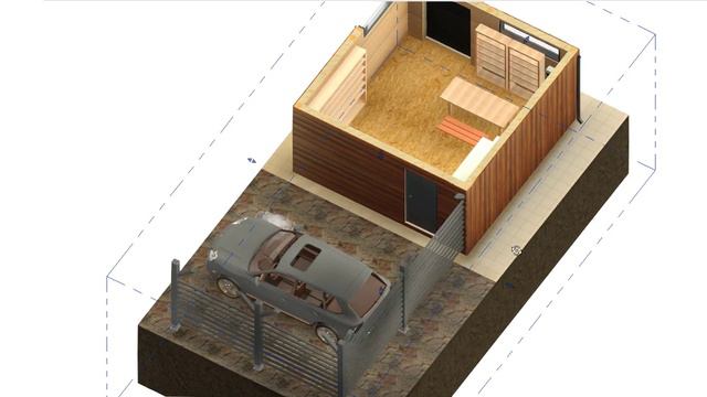 Проект навеса для машины 11х5 м с хозблоком. Видеообзор.