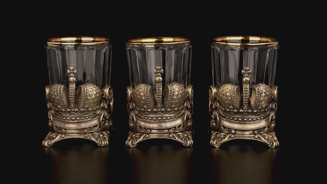 Стопки Корона 3 или 6 шт (Латунь, стекло)