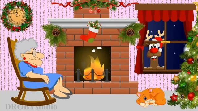 Прикольная видео открытка С Рождеством! Merry christmas funny video greeting.