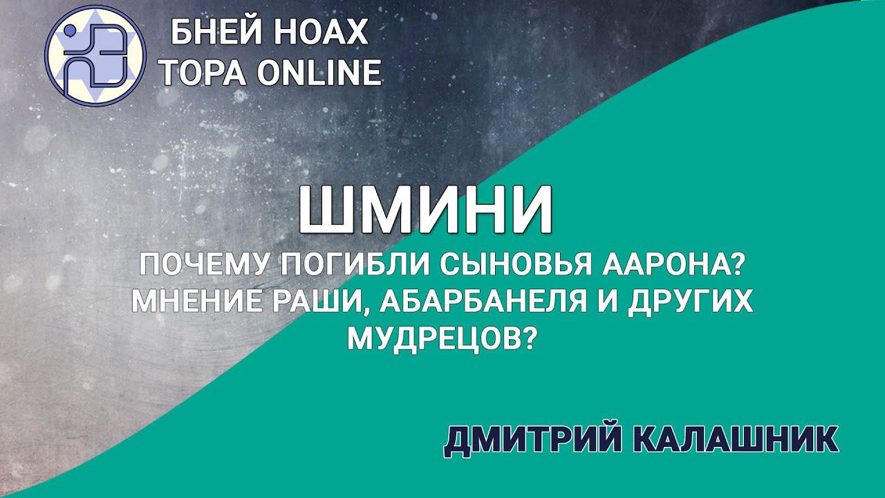 Почему погибли сыновья Аарона? Мнение Раши, Абарбанеля и других мудрецов? Недельная глава Шмини