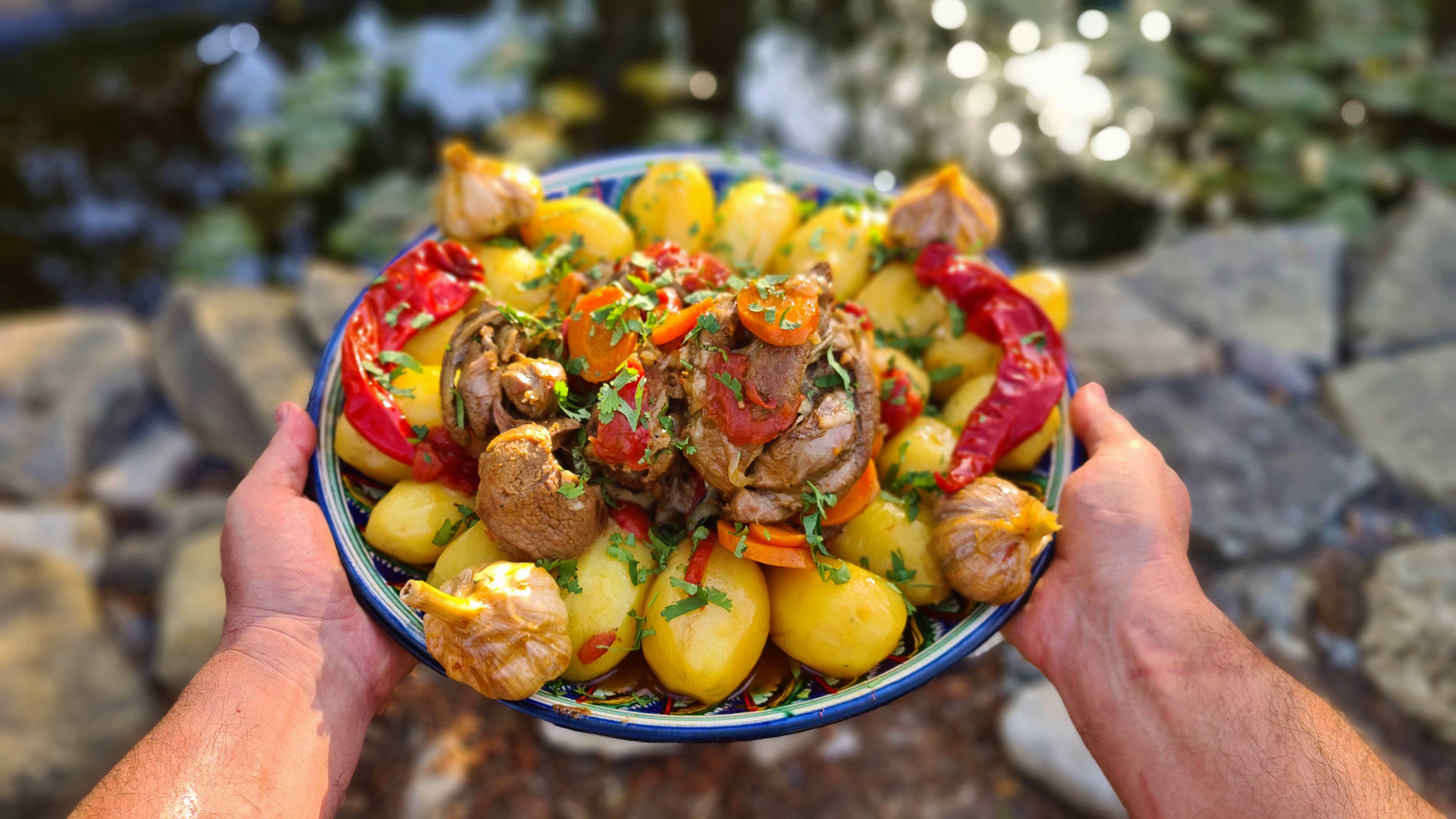 Думляма -  Баранина с овощами в Казане на костре