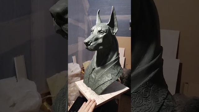 Скульптура добермана. Авторская работа собаки. Модель в пластилине.