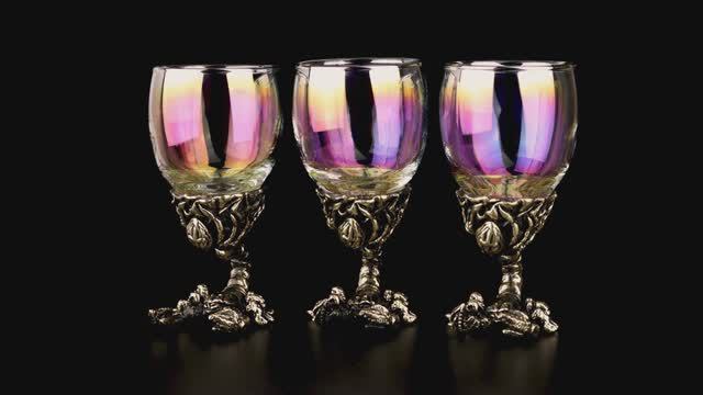 Стопки подарочные Скорпион 3 или 6 шт (Латунь, перламутровое стекло)