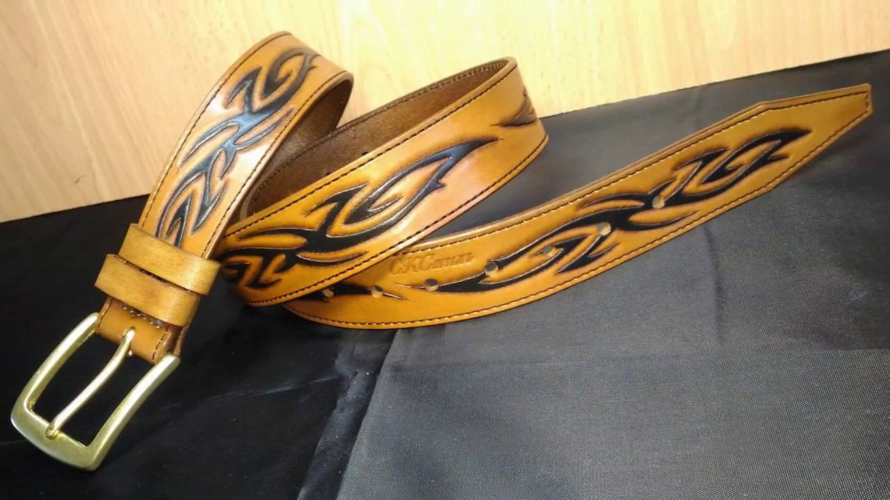 Ремень мужской. Изделия из кожи. СКСтиль. Ремень с орнаментом 3.