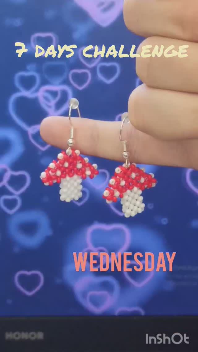 7 days challenge Wednesday (3 день) #бисер #бисероплетение #серьги #мухоморы  #7dayschallenge