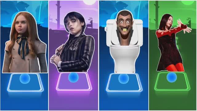 MEGAN DOLLS ✅️ WEDNESDAY BLOODY MARY ✅️ SKIBIDI TOILET ✅️ JISOO FLOWER - Tiles Hop EDM Rush.mp4