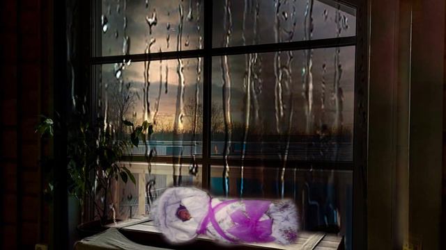 Подоконник С Младенцем 1. Видео заставка -  За окном дождь.