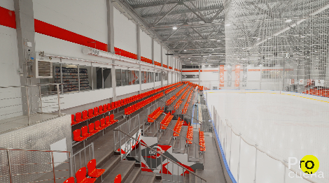 Обзор спортивных трибун на 635 мест в академию хоккея, г. Москва