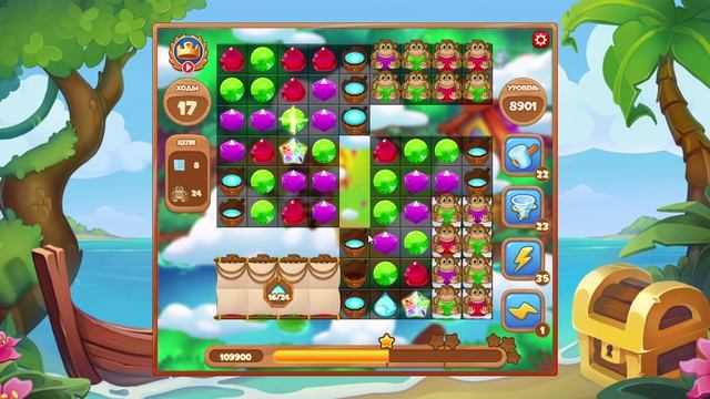 Как пройти уровень 8901 в игре Сокровища Пиратов