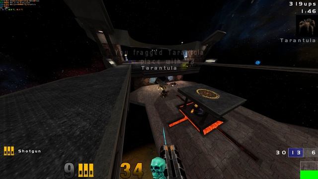 Quake 3 arena 4k, mod RUNO, Railgun атака павуков, мясо, сложность крутой карта aedm17