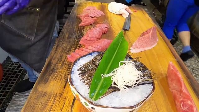 Дорогой мраморный тунец Корейская уличная еда