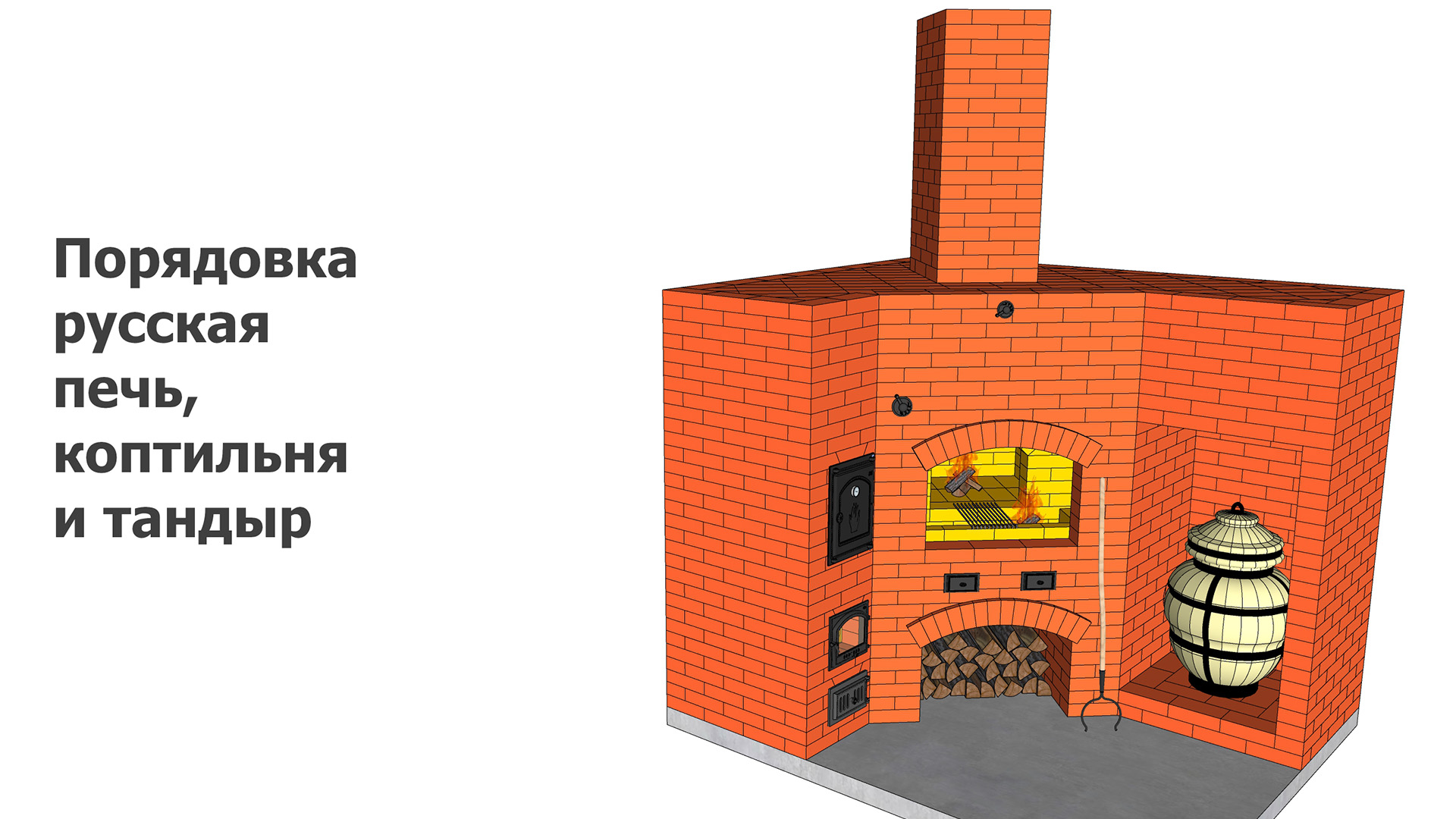 Порядовка русская печь, коптильня и тандыр