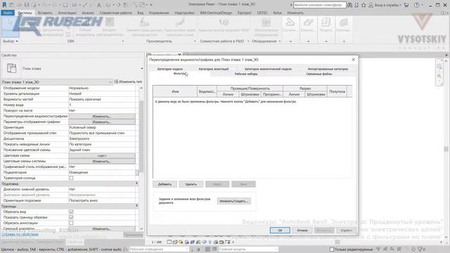 5 Загрузка семейства щита, работа с фильтрами на плане