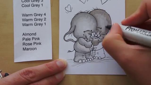 Раскрашиваем готовый оттиск штампика с помощью маркеров