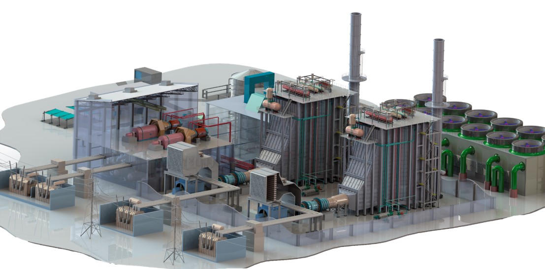 3D-модель проекта ТЭС ПГУ 840 МВт с энергоблоками 420 МВт