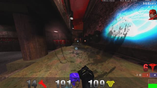Quake 3 arena 4k, mod RUNO, Team 1 vs 4 nightmare, map q3wctf2