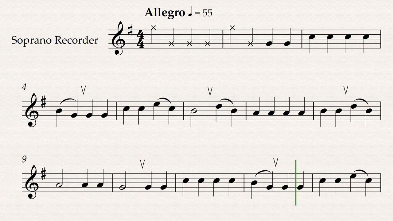 Русская народная песня "Ах вы, сени, мои сени" видео-минусовка для блокфлейты (флейты), темп 55