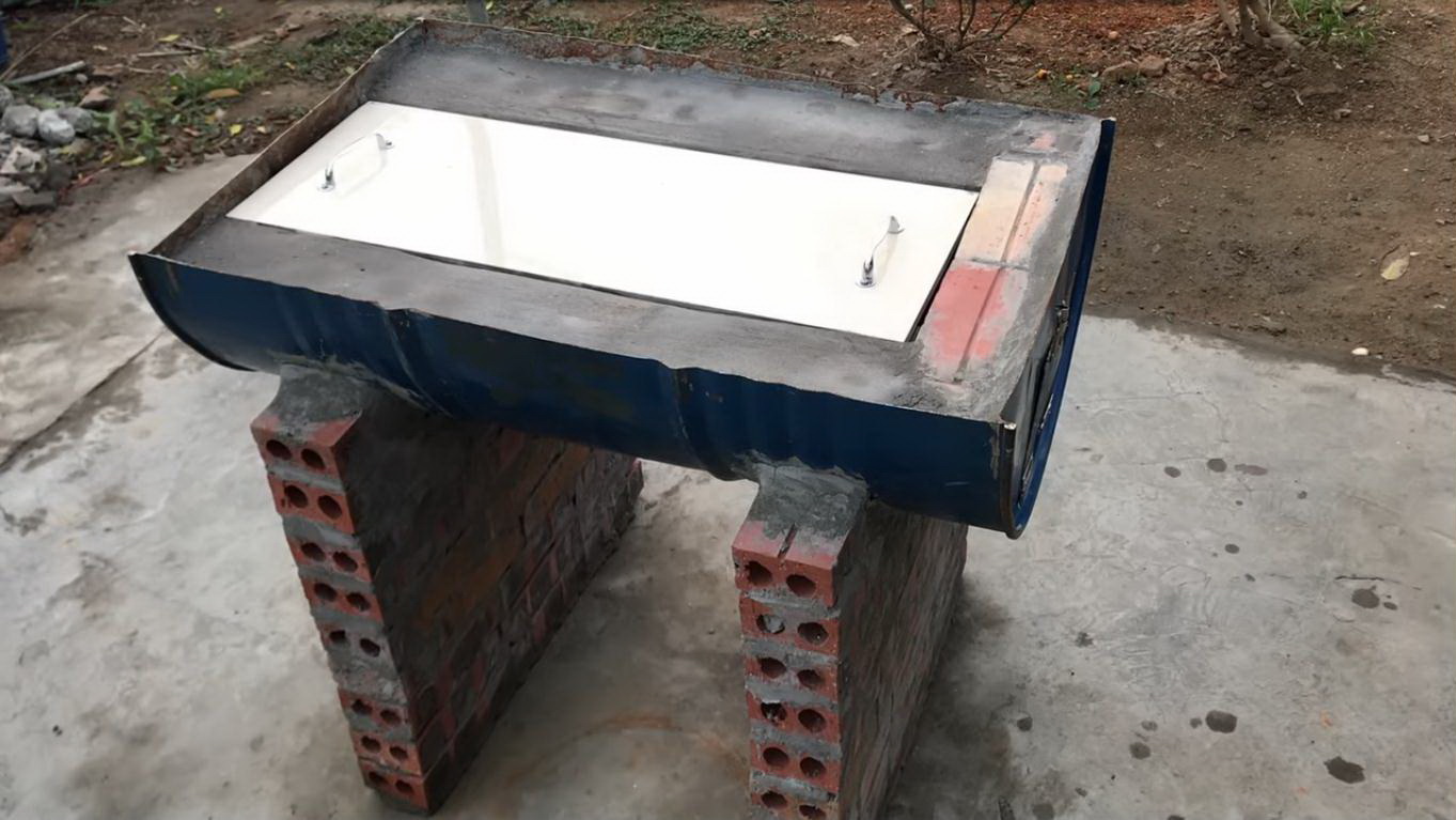 Печь-гриль из железной бочки