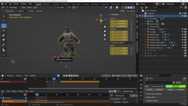 4. Creating the crouch right fwd to crouch soft stop