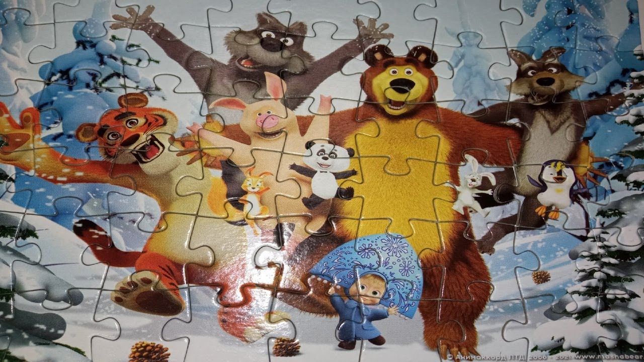 Пазл Маша и Медведь, Все друзья- собираем пазлы для детей | Polinka-Vitaminka