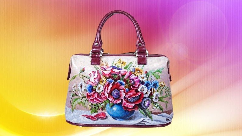 Саквояж каркасный "Букет цветов" Pelle Volare