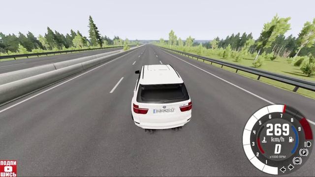 BeamNG Drive Перекрытый автобан, Столковение с бетонными блоками! (BMW X5M) Мод патруль!