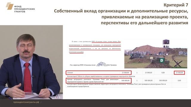Видео №10. Критерии оценки проектов: собственный вклад организации, перспективы