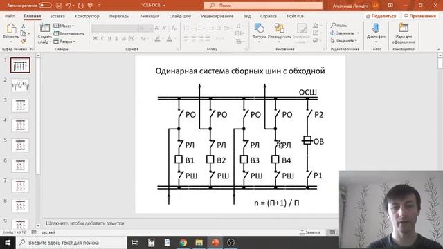 021. Схема распределительных устройств (РУ) 1СШ+ОСШ