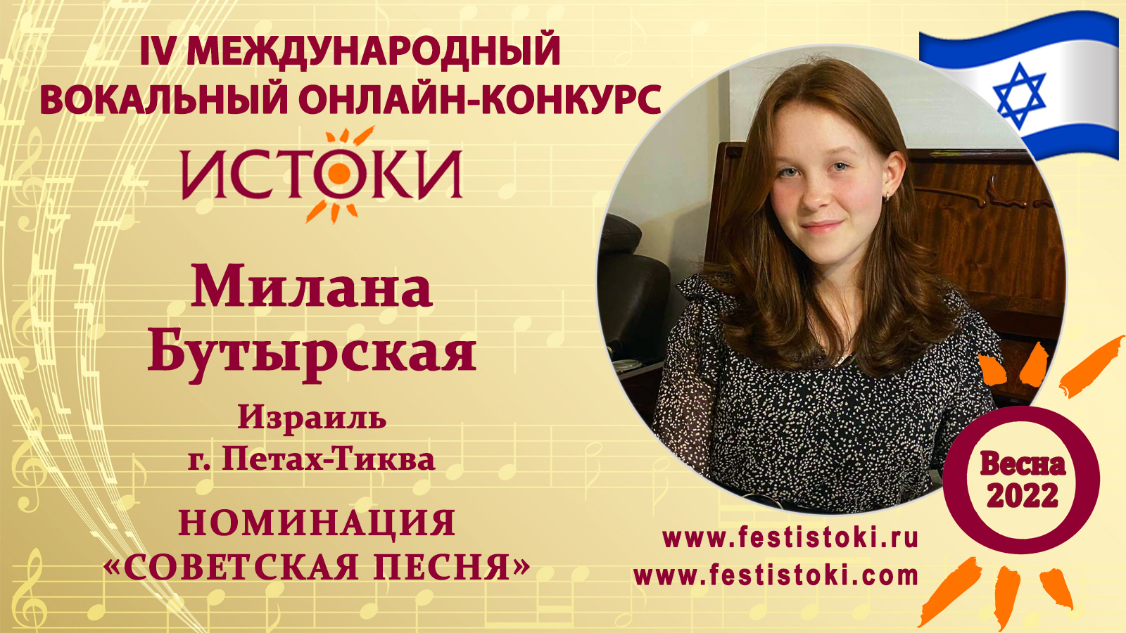 Милана Бутырская, 14 лет. Израиль, г.Петах-Тиква. "Эхо любви"