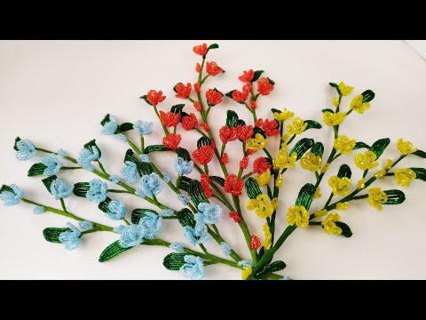 Цветы из бисера. Декоративные веточки. Мастер класс. Пошаговый мк для начинающих.
